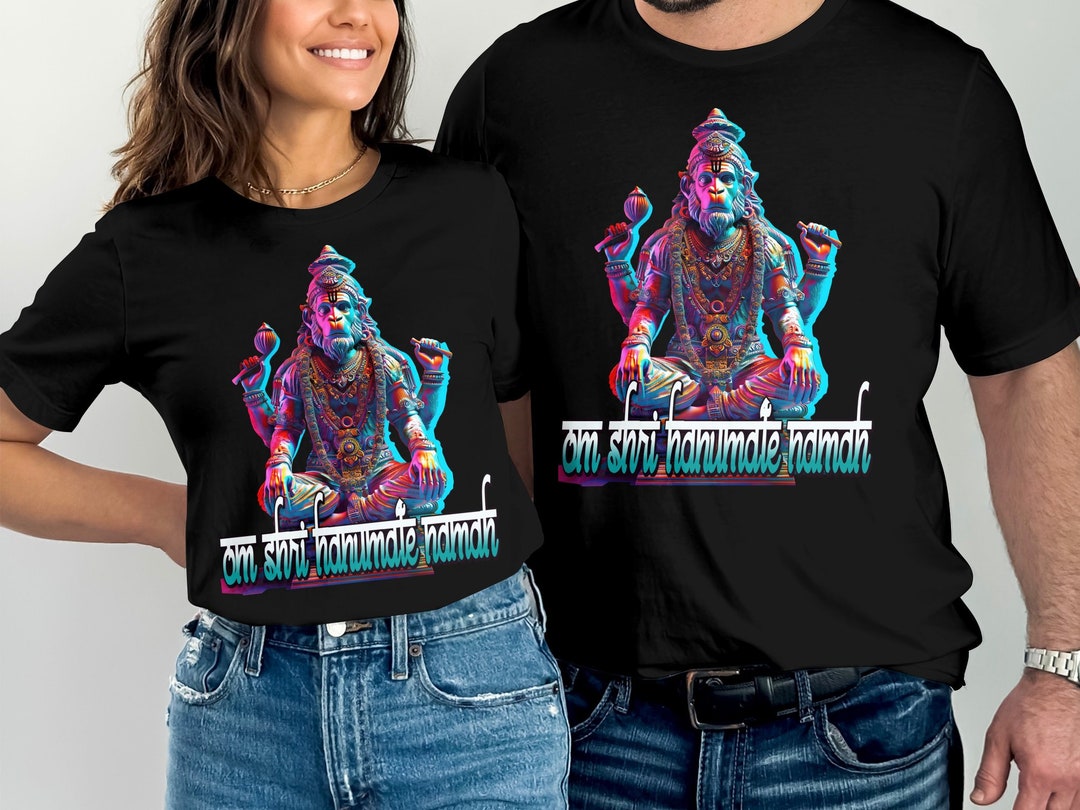 Modern Art Hanuman T-shirt, Vibrant Hanuman Design, Radiant Hanuman Art Tee, Peaceful Hanuman ...