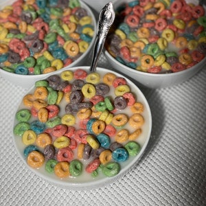 Fake Food Fruit Loops Rainbow Cereal With Milk/ 6 Inch Round Thick ...