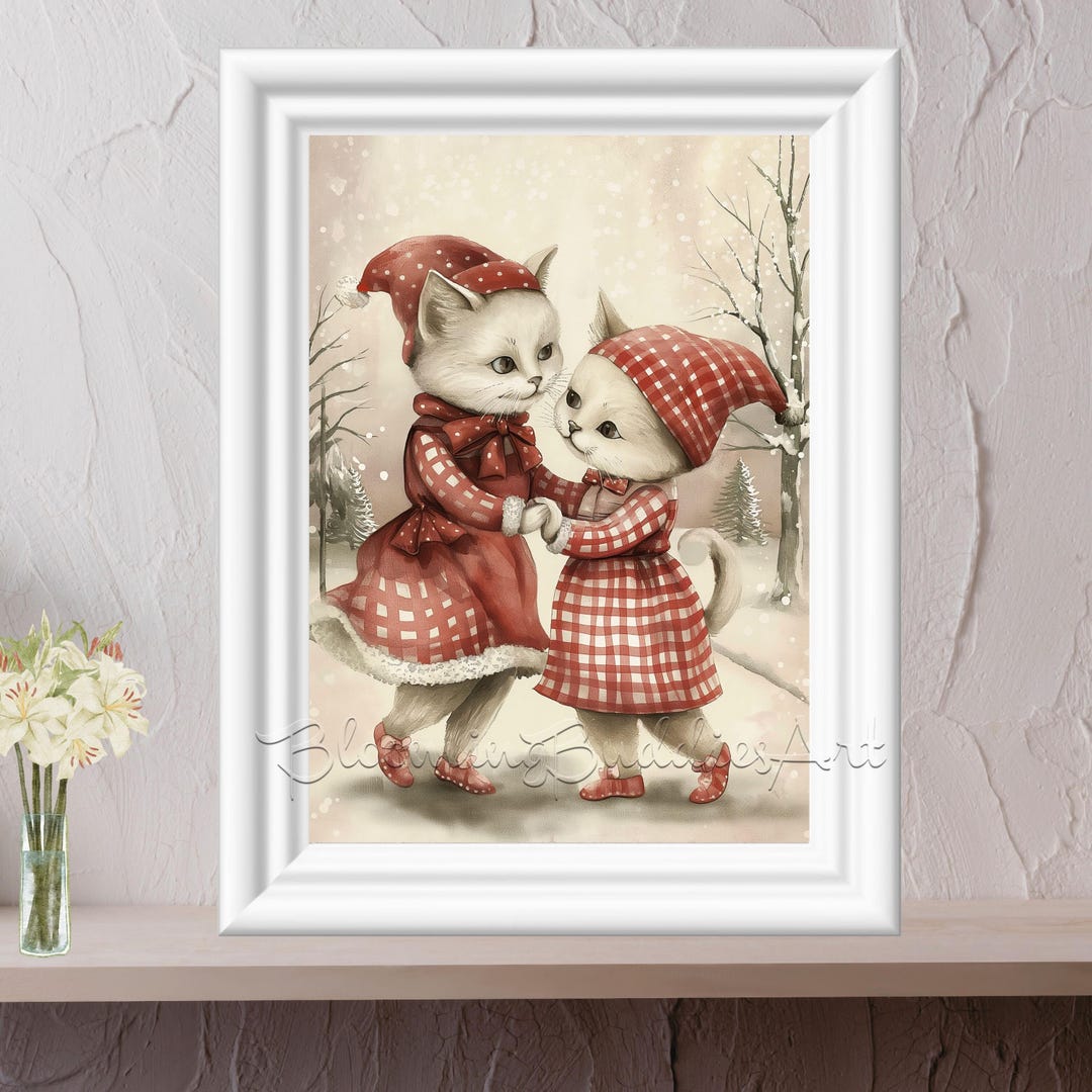 Two Cats Dancing, Gallery Wall Prints, Ready to Hang Canvas Gift for ...