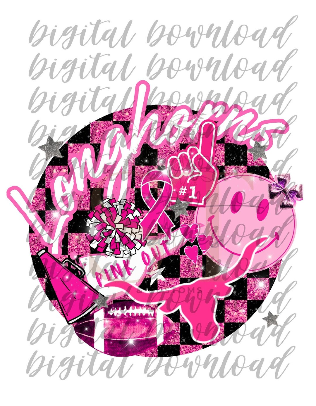 Pink Out Longhorns PNG: Girly Digital Download - Etsy