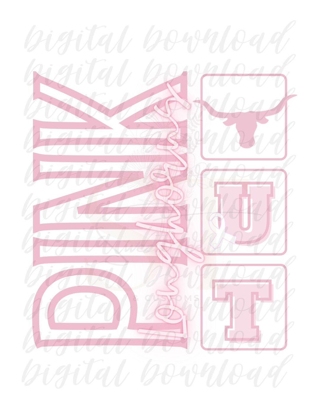 Pink Longhorns PNG: George West Design, Sublimation & DTF (digital ...