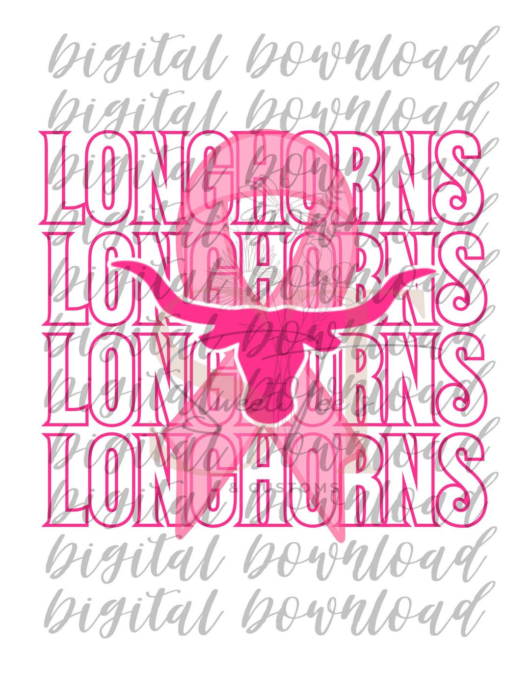 Pink Out Longhorns Mascot PNG (digital Download) - Etsy
