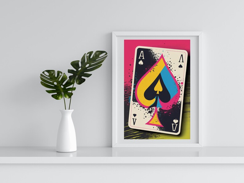 Pop Art Ace of Spades Playing Card Digital Art Print Bold & Vibrant ...