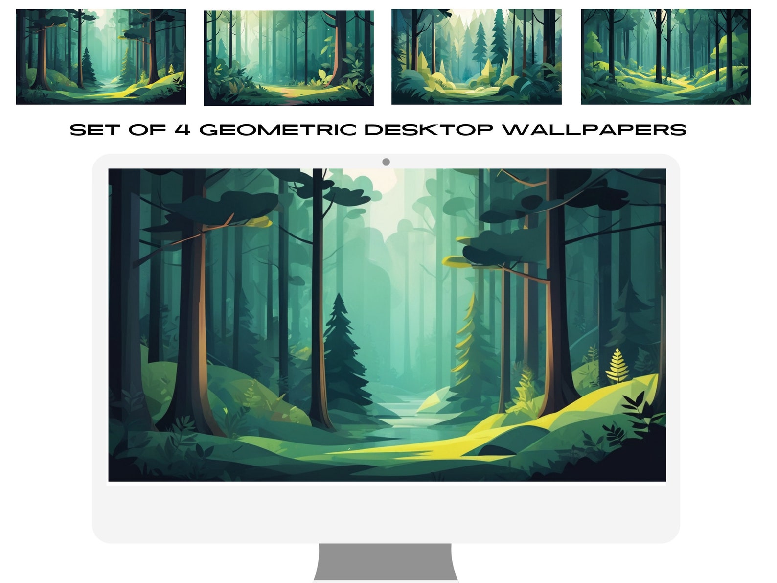 Geometric Forest Desktop Background Wallpaper - Etsy