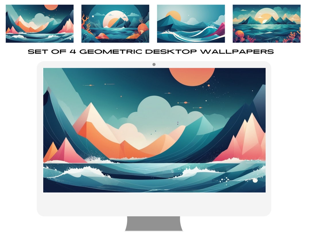 Geometric Oceanscape Desktop Background Wallpaper - Etsy