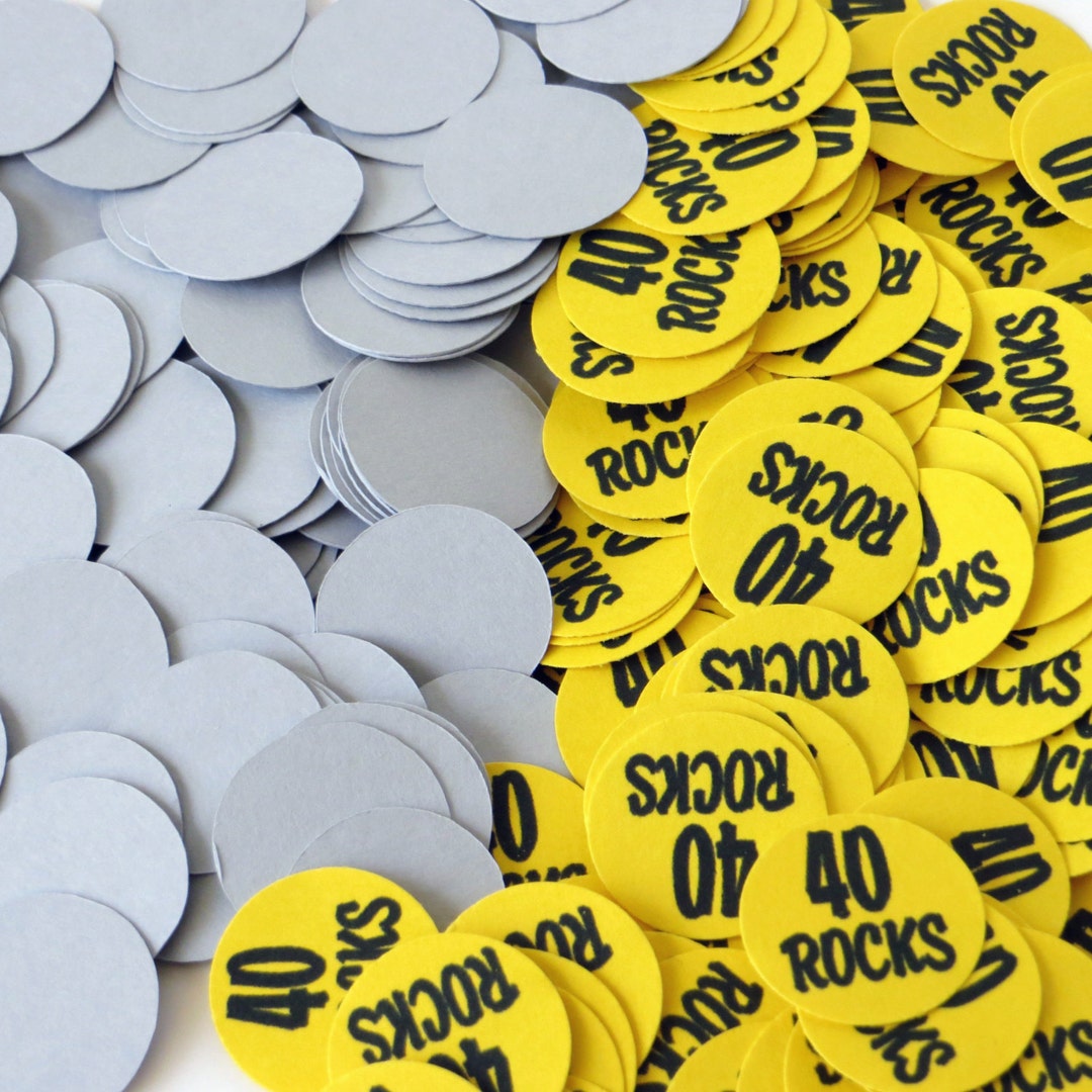 40th Birthday Confetti 40 ROCKS, Gray and Yellow or Your Color Choice ...