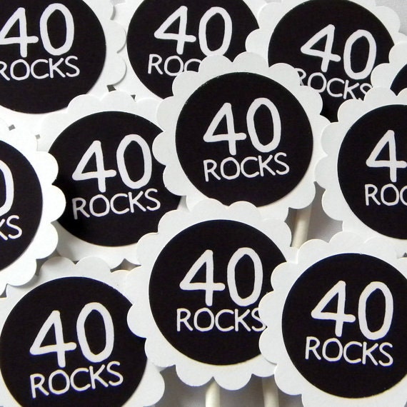 40 Rocks 40th Birthday Cupcake Toppers - Set of 12 by Cara's Scrap 'N ...