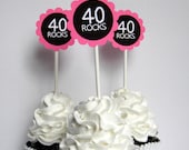 40th Birthday Cupcake Toppers - 40 is the New 20, Black and Red or ...