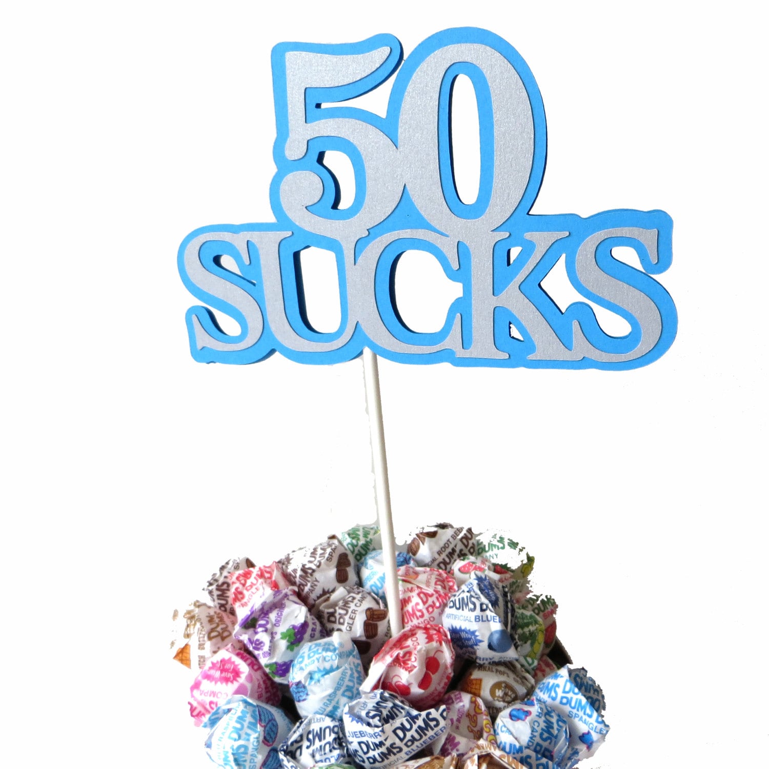 50th Birthday Lollipop Bouquet or Cake Topper 50 Sucks Blue - Etsy