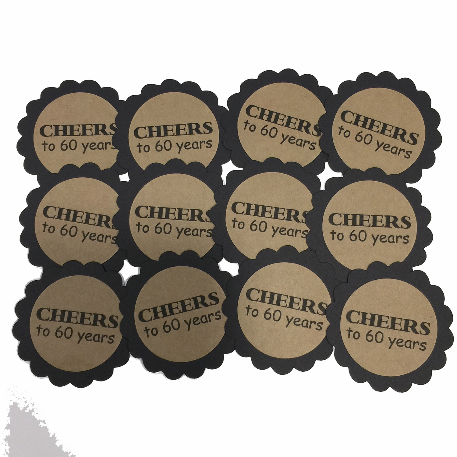 60cumpleaños Favor Etiquetas Saludos a 60 Años Negro y | Etsy