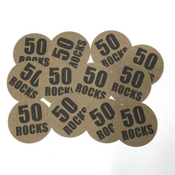 50th Birthday Stickers -50 ROCKS, Round 1 1/2 Inch Handmade Stickers ...