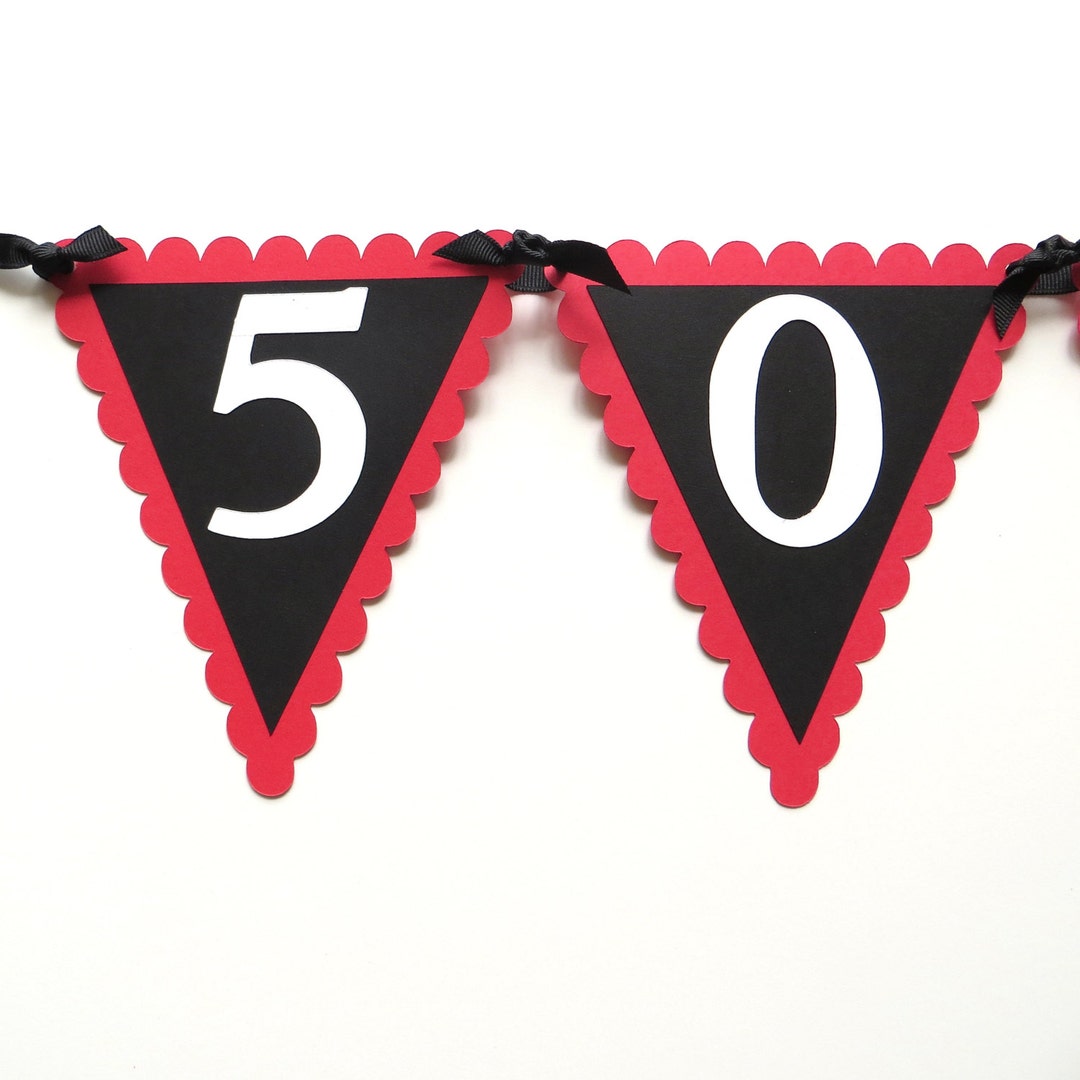50th Birthday Banner 50 ROCKS as Shown or Your Choice of Colors - Etsy