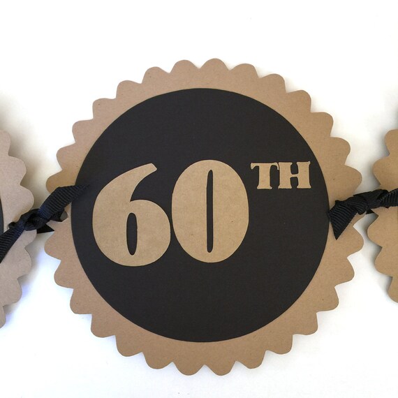 60th Birthday Banner - Happy 60th Birthday - Kraft Brown, Black or Your ...