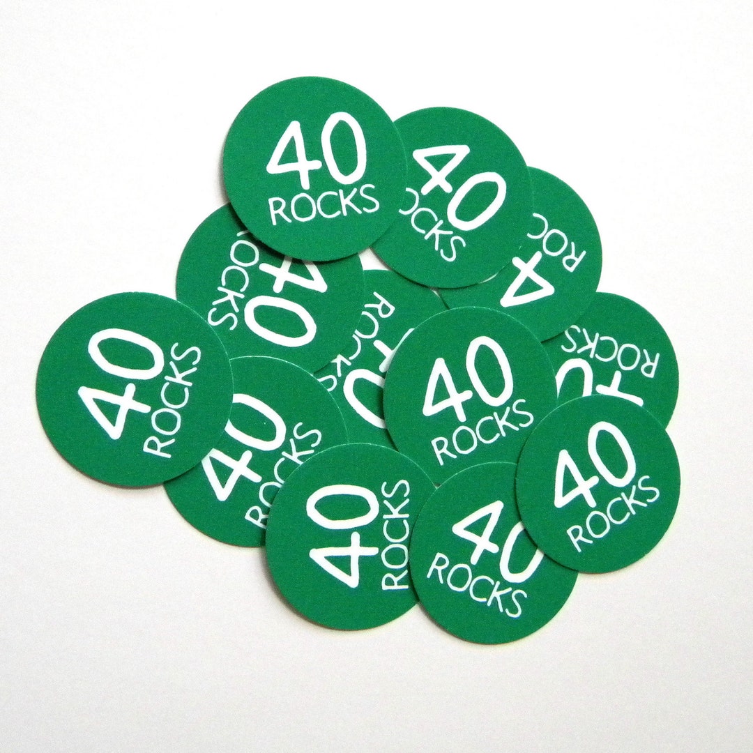 40th Birthday Stickers Round 1 1/2 Inch Handmade Stickers, 40 Rocks ...