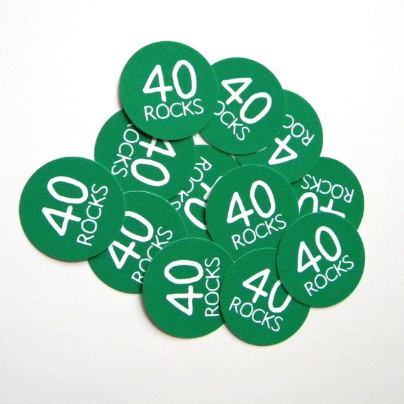 40th Birthday Stickers - Round 1 1/2 Inch Handmade Stickers, 40 Rocks ...