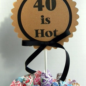 40th Birthday Cake Topper 40 is Hot Birthday Cake Decoration, Black and ...