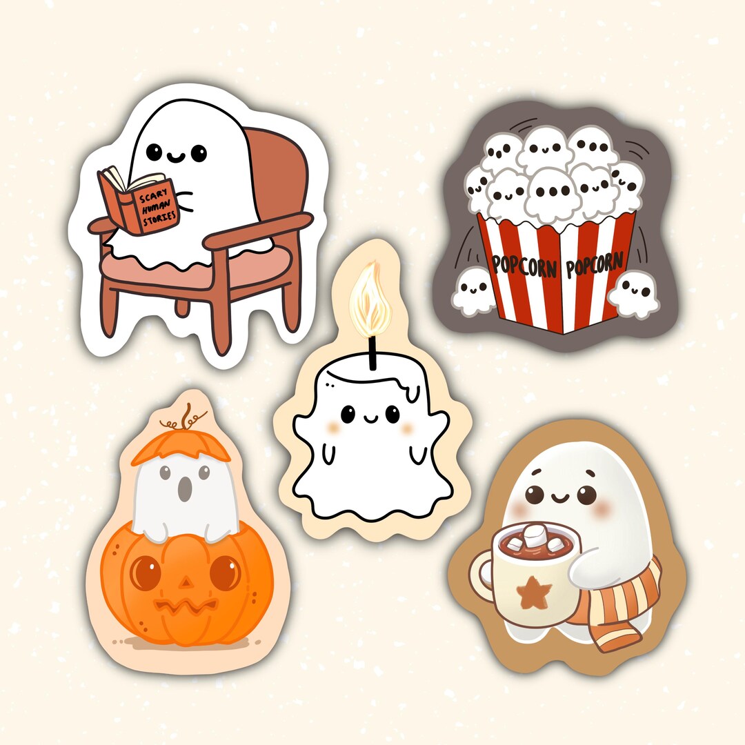 Cute Ghost Stickers Waterproof Halloween Sticker Bundle Autumn Stickers ...