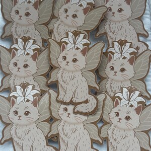 Fairy Cute Cat Sticker Cute Floral Cat With Lily & Wings Magical Kawaii ...