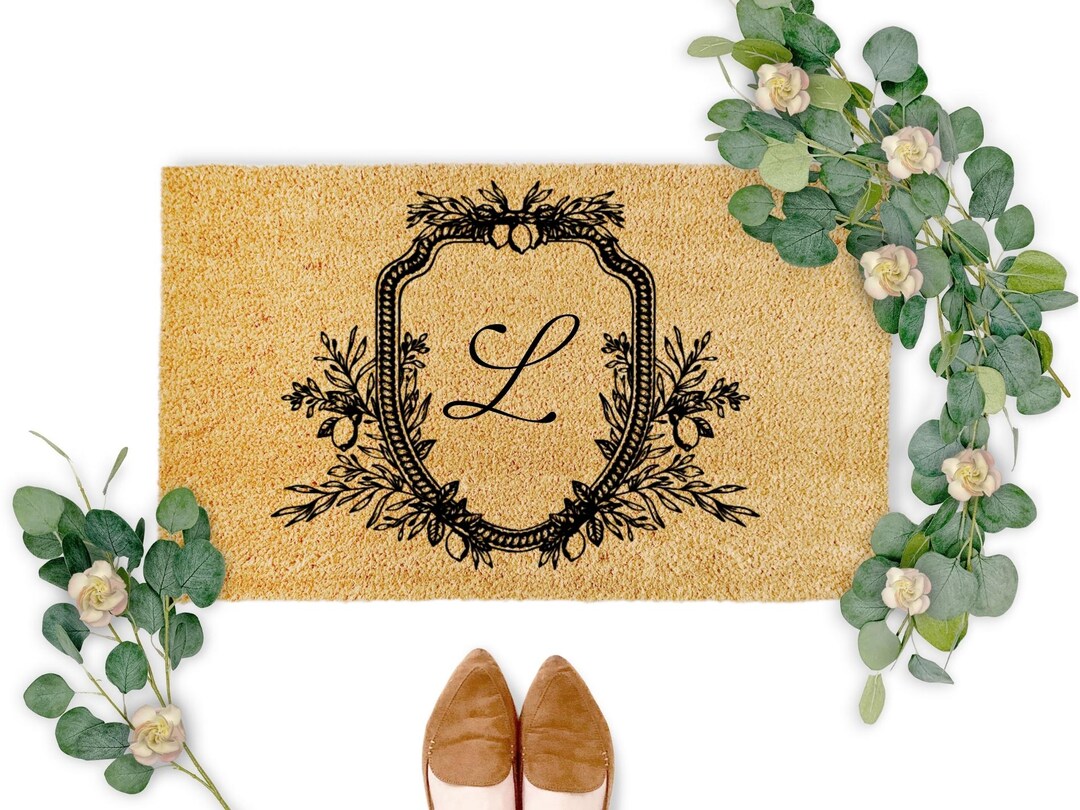 Monochromatic Lemon Crest Custom Doormat, Welcome Doormat, Front Door ...