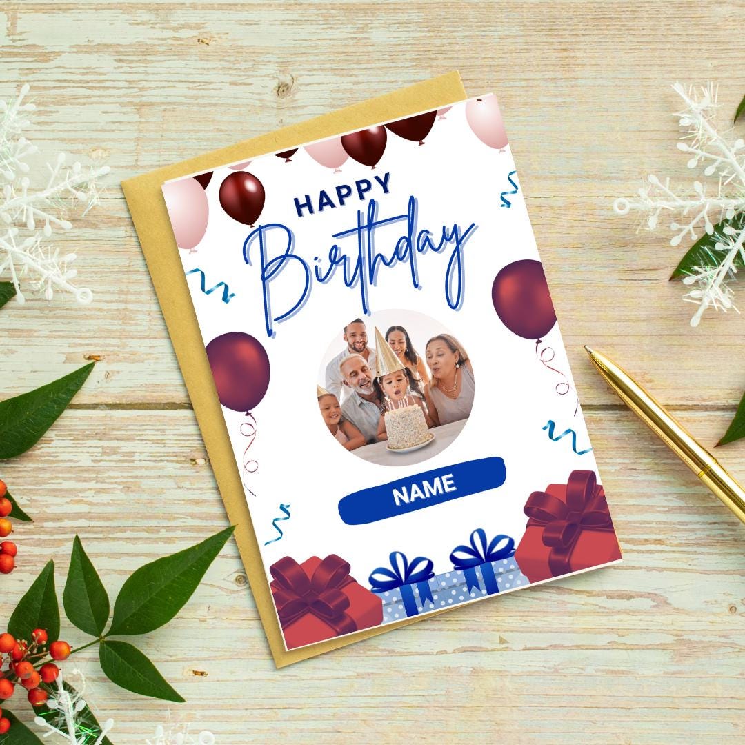 Editable Birthday Card Template, Printable Birthday Greeting, Digital ...