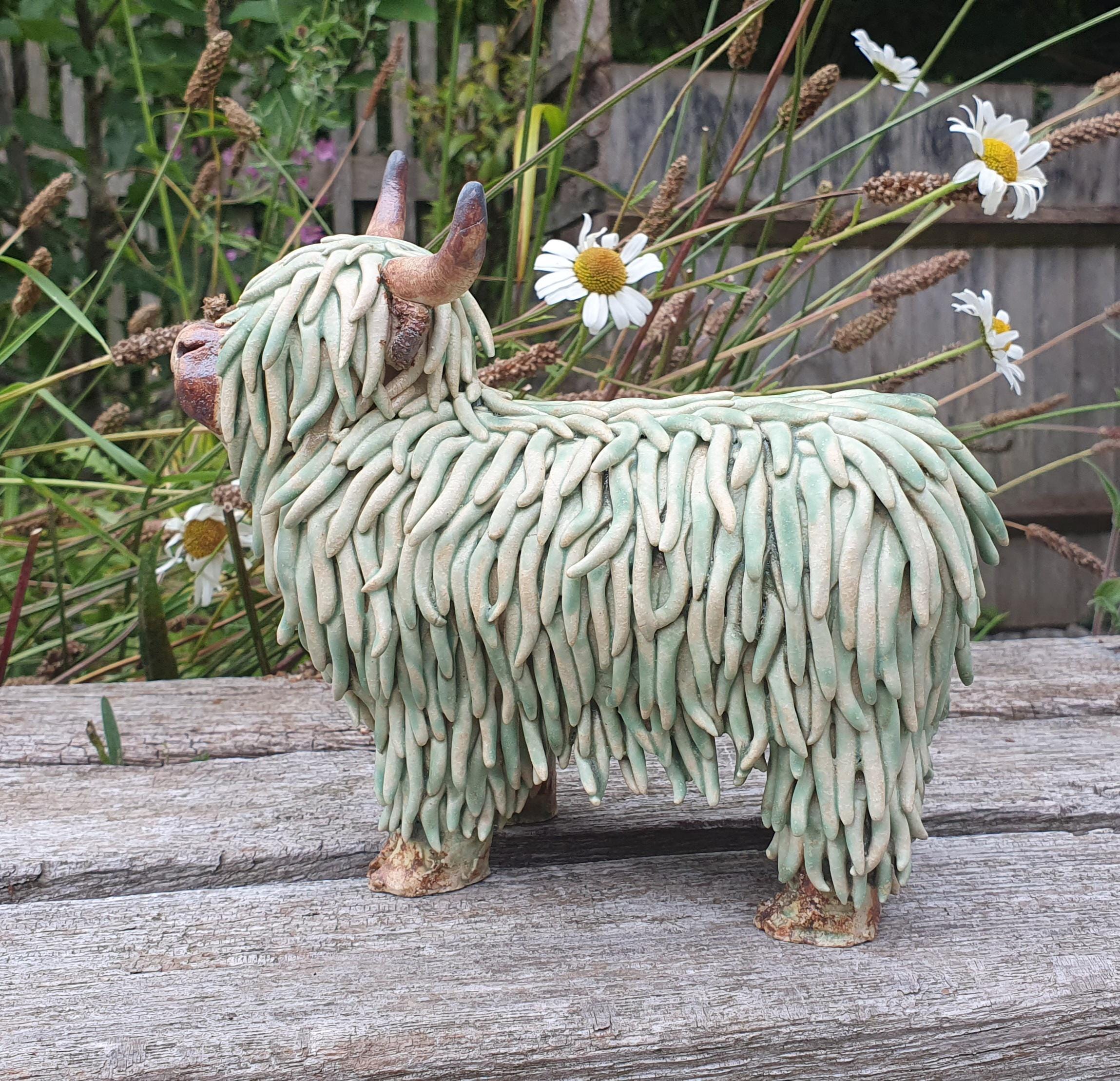 Handmade Ceramic Highland Cow Sculpture - Unique - Only One - Stoneware ...