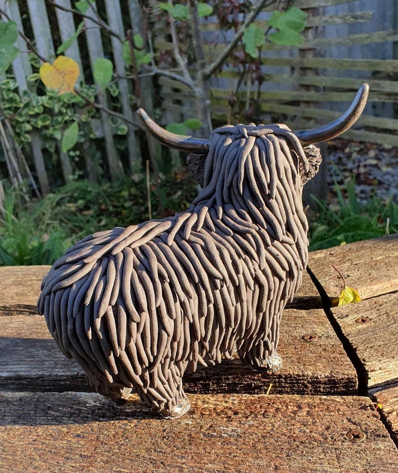 Handmade Ceramic Highland Cow Sculpture - Unique - Only One - Black ...
