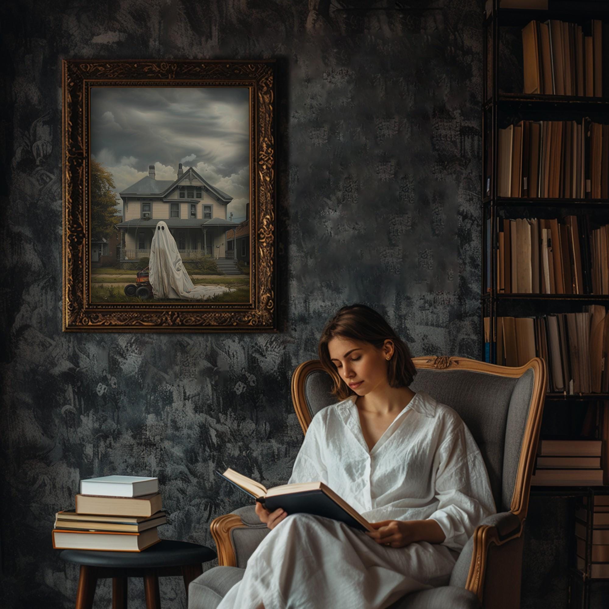 Ghost Standing Next to the Lawn Mower Home Decor, Ghost Art, Ghost Art ...