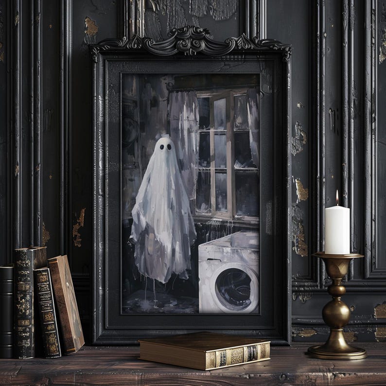 Ghost in the Laundry Gothic Poster Wanddeko, Dark Christmas Decor ...