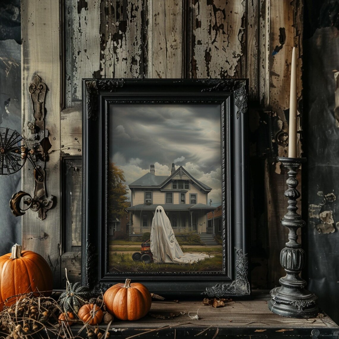 Ghost Standing Next to the Lawn Mower Home Decor, Ghost Art, Ghost Art ...