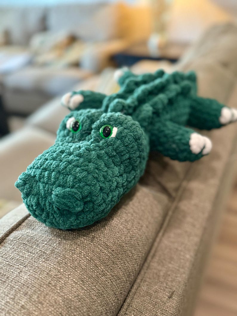 Large Green Crochet Alligator - Etsy