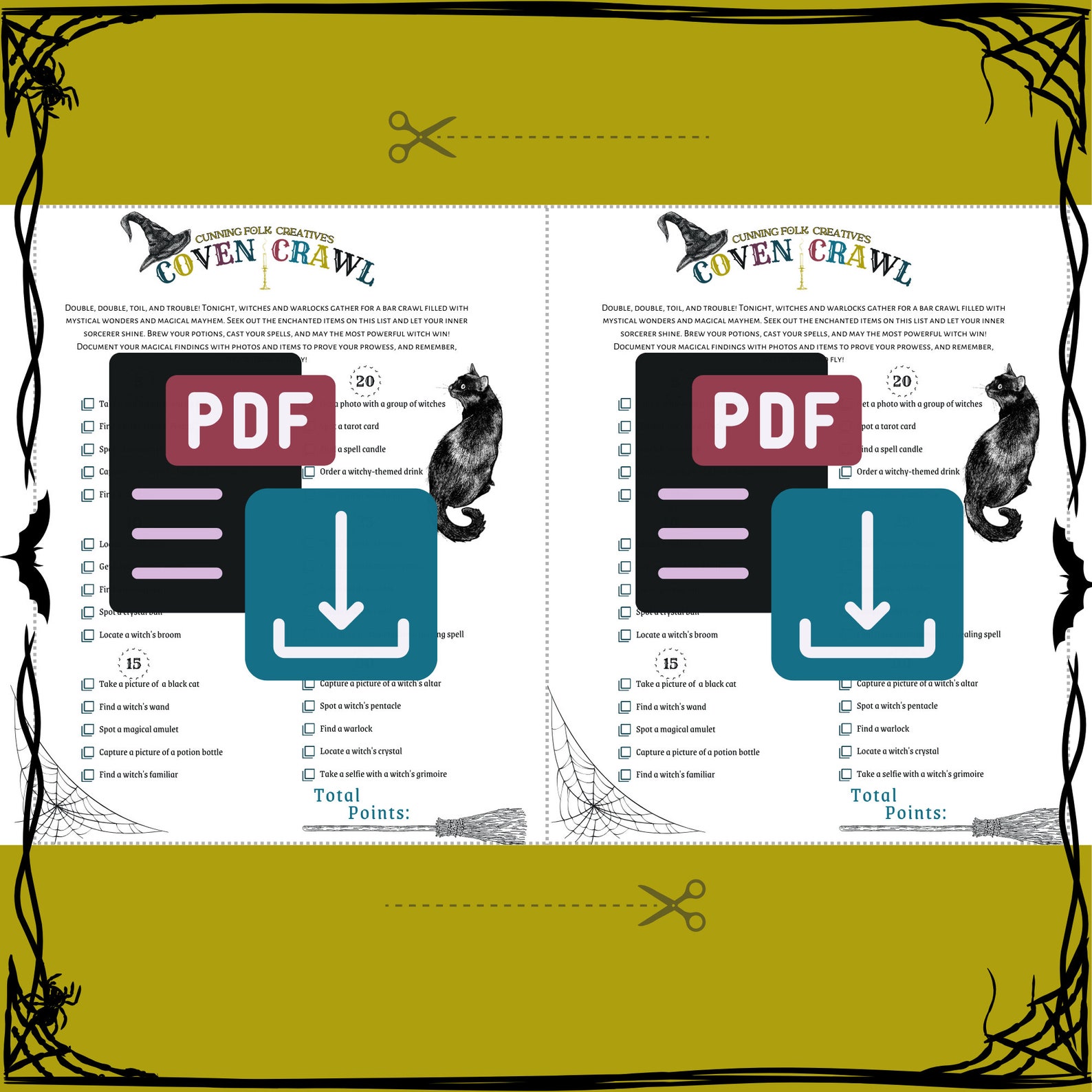 Witch Bar Crawl Scavenger Hunt: Coven Halloween Game (digital Download ...
