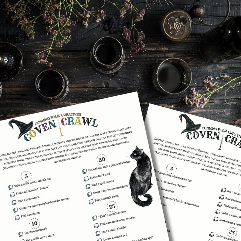 Witch Bar Crawl Scavenger Hunt: Coven Halloween Game (digital Download ...