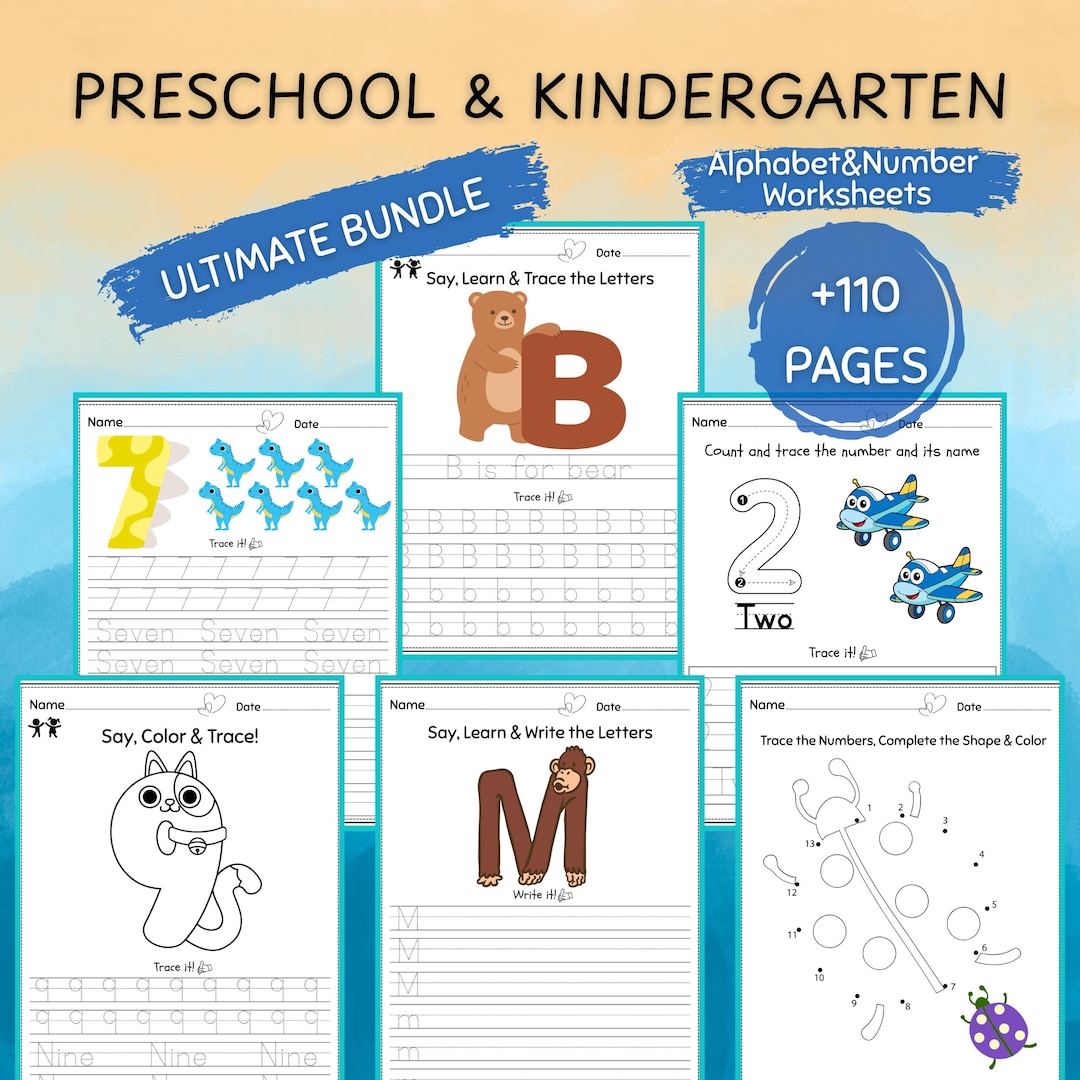 Printable Preschool & Kindergarten Worksheets – Alphabet and Number ...