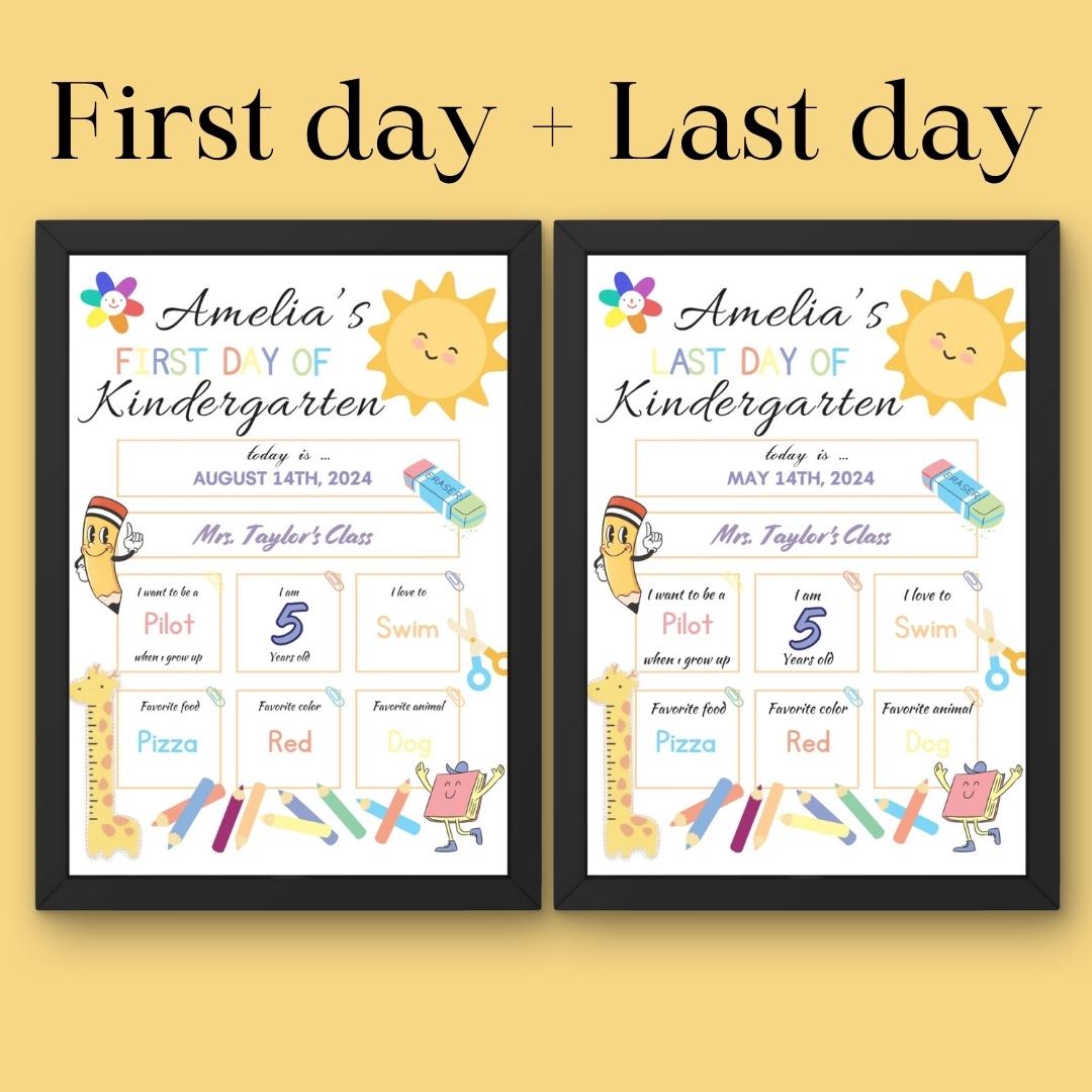 Editable First Day of School Sign, Last Day Printable, Back to School ...