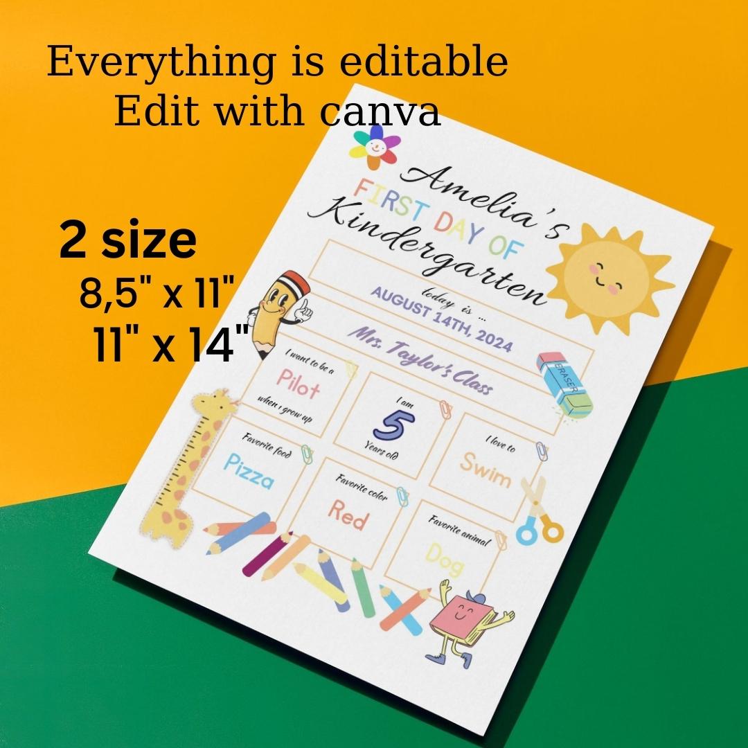 Editable First Day of School Sign, Last Day Printable, Back to School ...