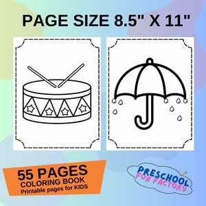 55 Easy Coloring Pages for Kids, Simple Printable Coloring Book, Fun ...