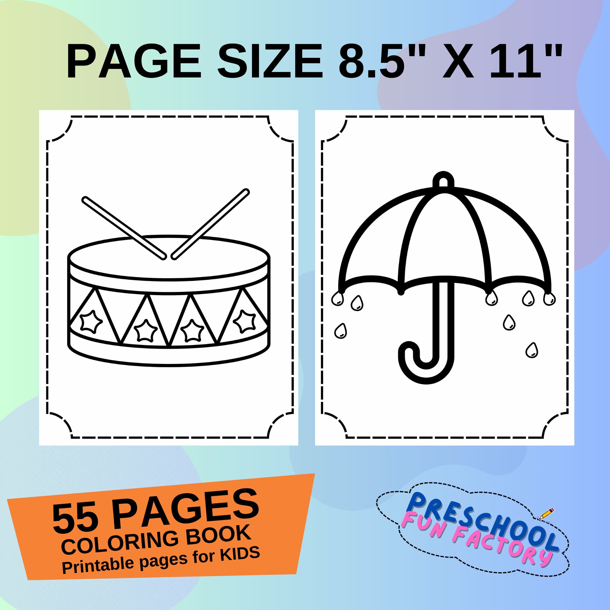 55 Easy Coloring Pages for Kids, Simple Printable Coloring Book, Fun ...