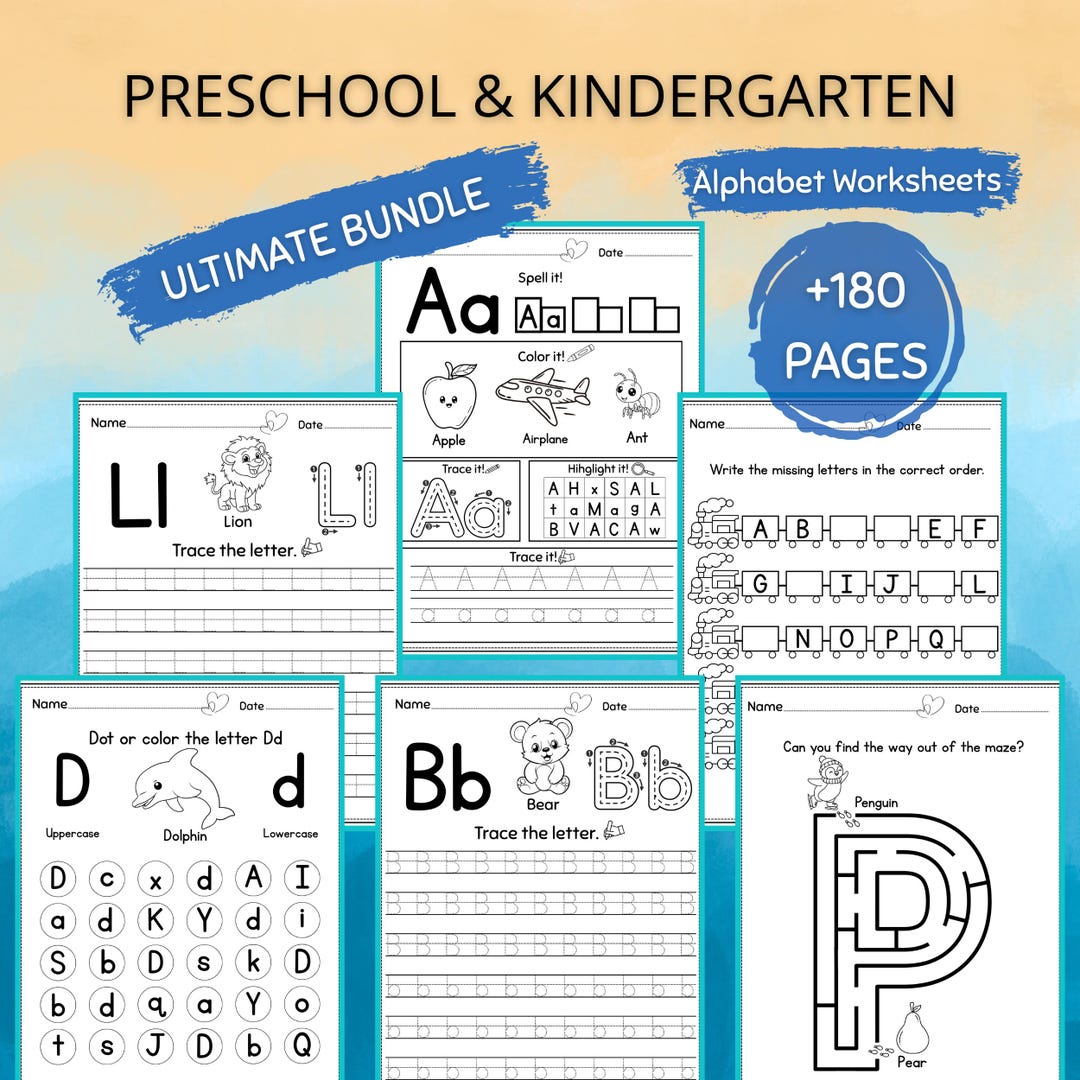 Alphabet Learning Bundle | 180 Pages | Preschool Pre-k, Kindergarten ...