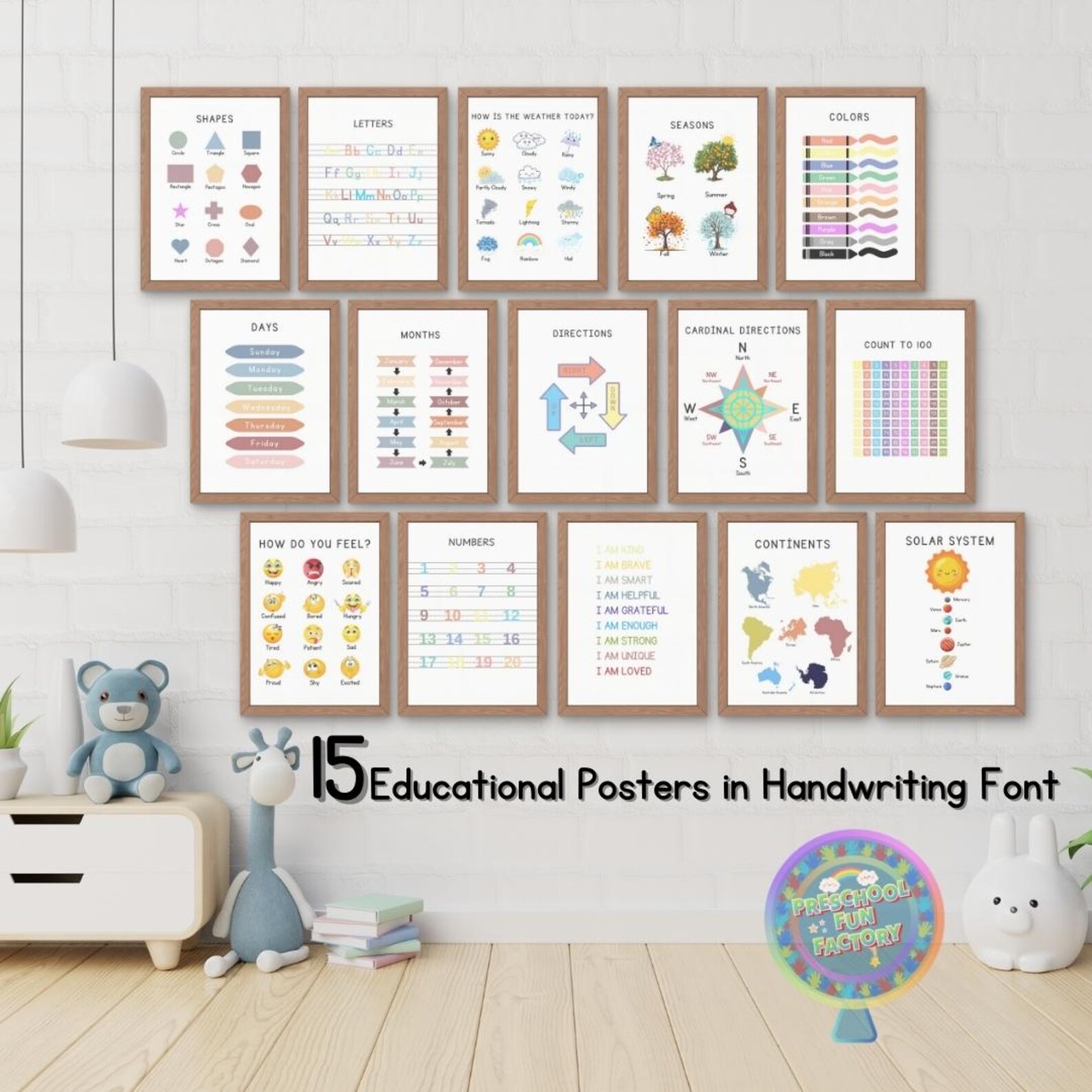 Educational Posters, 15 Homeschool Prints, Montessori Classroom Decor ...