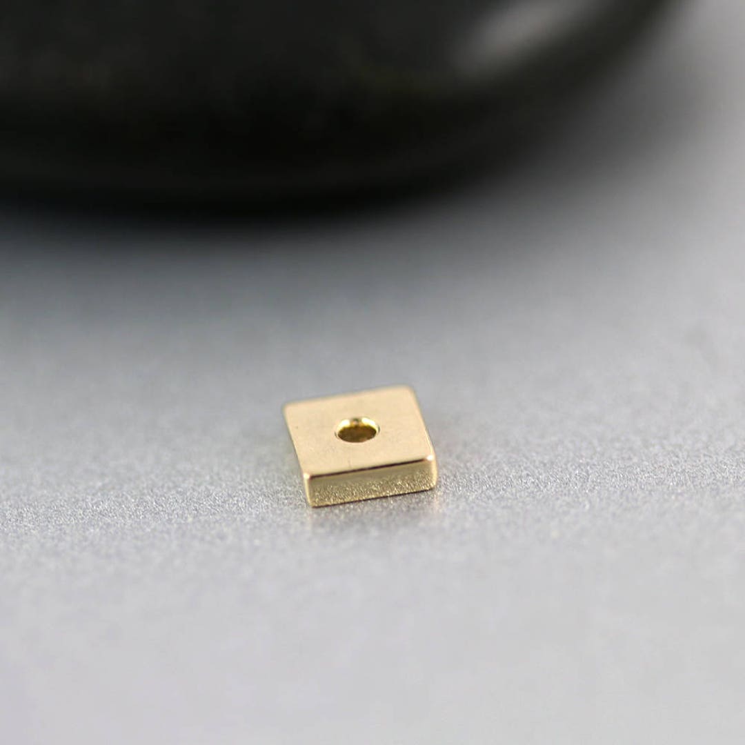 Flat Square Spacer Beads 14k Solid Gold Spacer Beads 4mm - Etsy