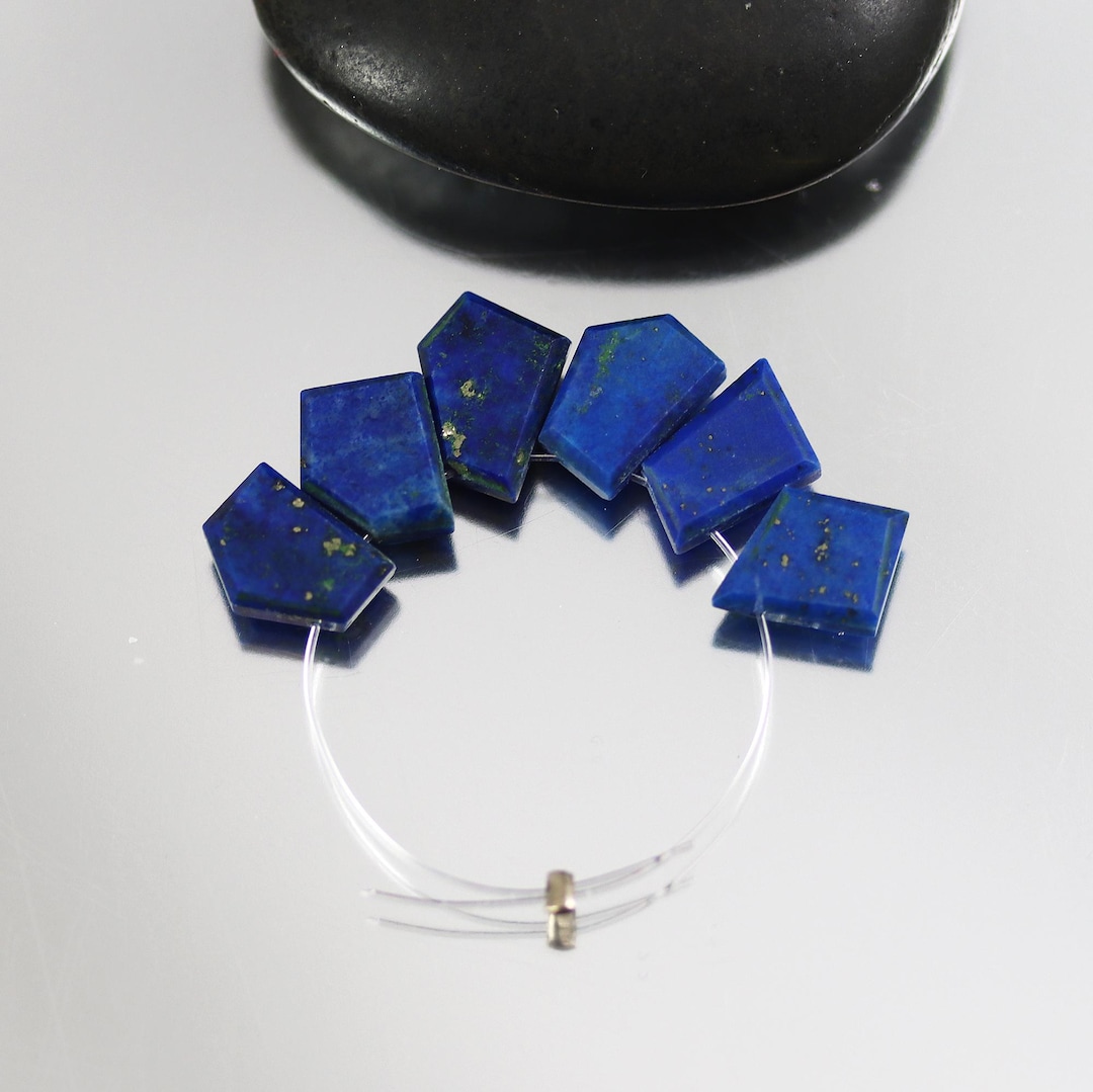 Lapis Faceted Abstract Flat Slice Briolette Beads - Set of 6 - Lapis ...
