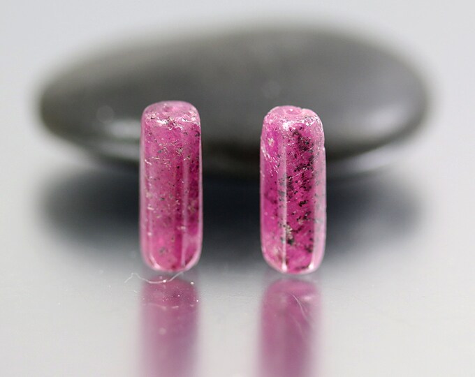 Ruby Strip Faceted Hexagonal Tube Crystals Drilled Ruby Crystals 13mm ...