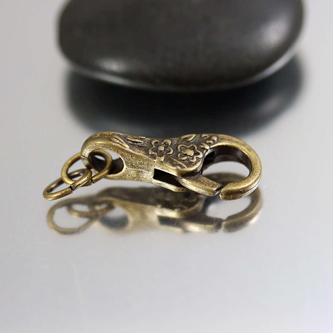 Antique Brass Lobster Clasp Flowered Design Brass Clasp 1 Inch - Etsy