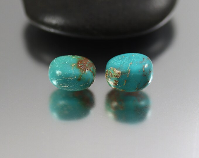 Sonoran Turquoise Rectangular Beads 10 X 7mm Turquoise Beads Pair - Etsy