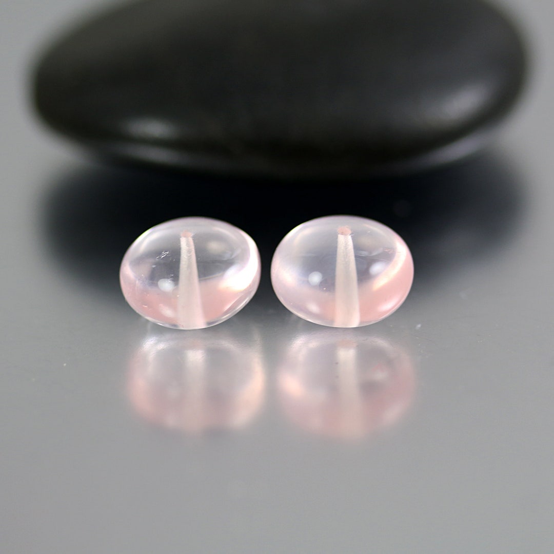 Gem Rose Quartz Smooth Rondelles 8 Mm Rose Quartz Beads Pair - Etsy