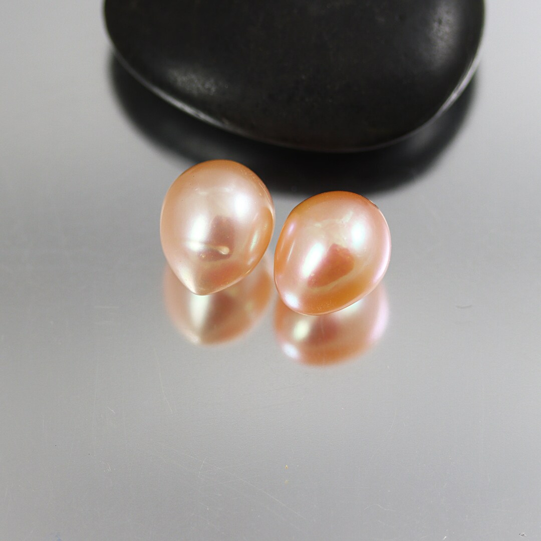 Half Drilled Pearl Drop Beads Pair Half Drilled Pearls 13 X 10mm - Etsy