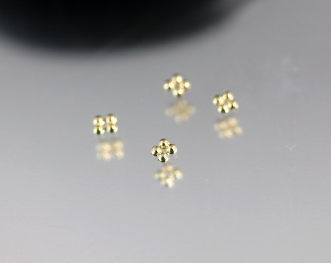 14k Solid Gold Tiny Quad Spacer Beads - 2 X 1mm - Gold Spacer Beads ...