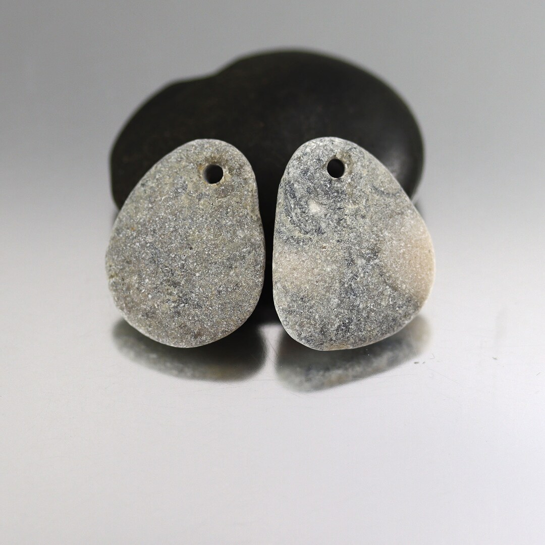 Beach Pebble Beads Latvia Beach Pebbles Pair - Etsy
