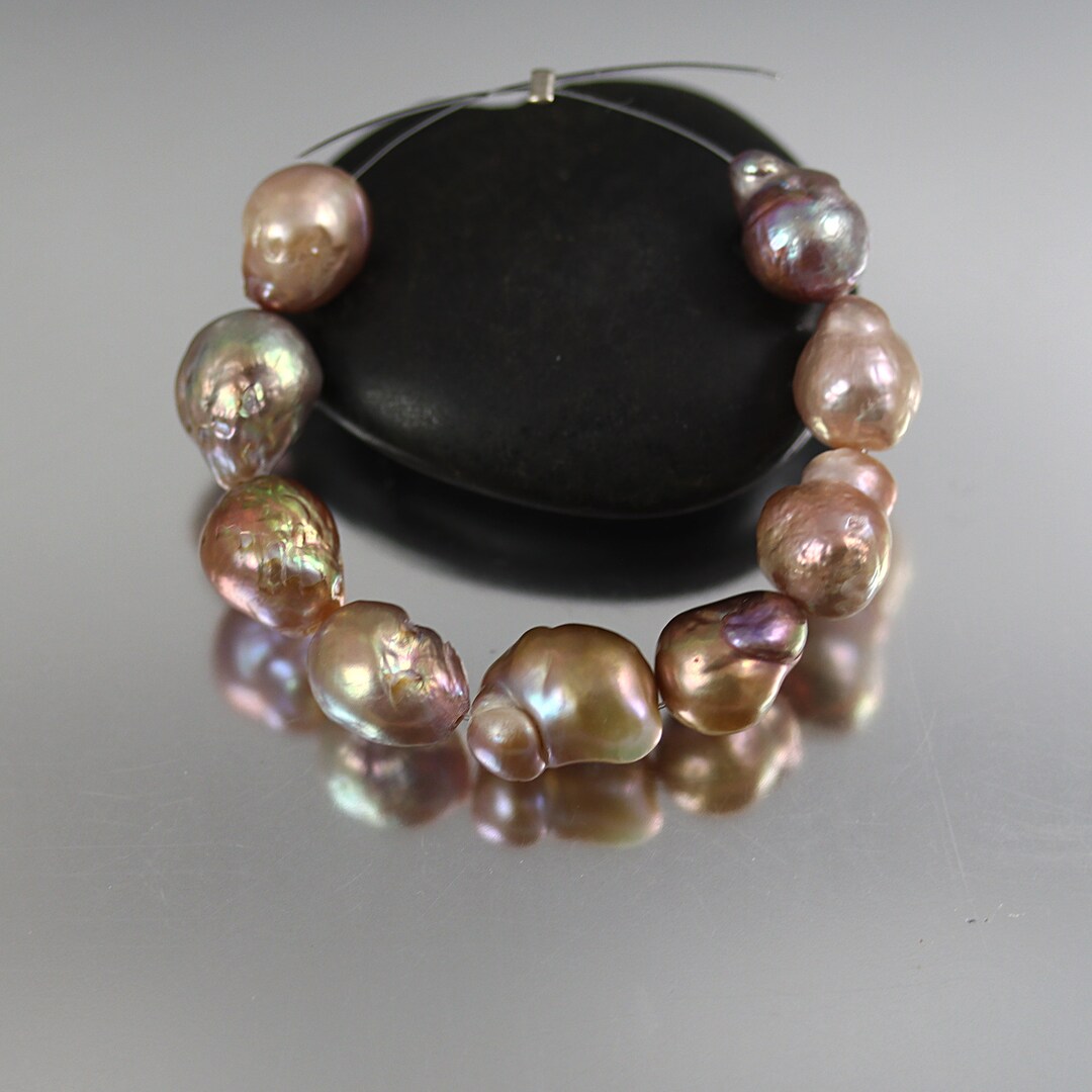 Mini Baroque Ripple Pearl Beads 8 to 9mm Ripple Pearls Purple Gold Pink ...