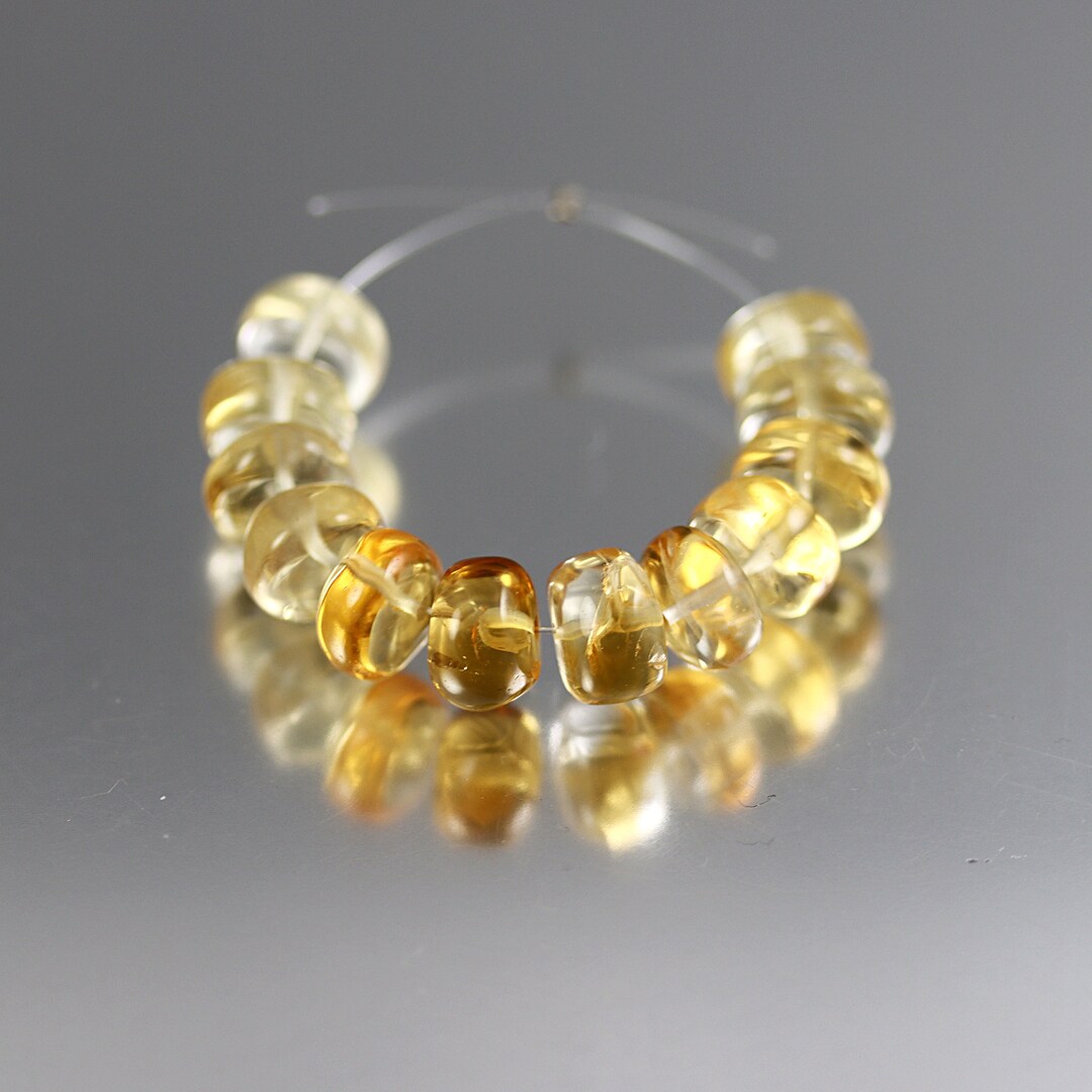 Shaded Citrine Smooth Rondelle Beads 9mm Citrine Rondelle Beads Set of ...